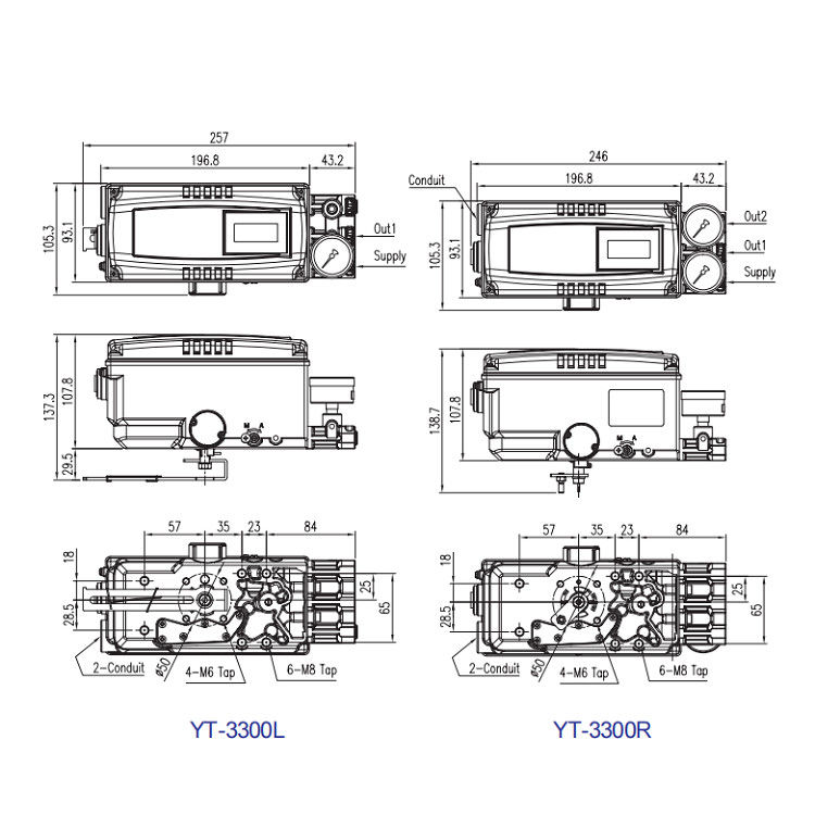 Rotork YTC Smart Fisher Pneumatic Positioner Electro YT-3300 YT-3350 Valve
