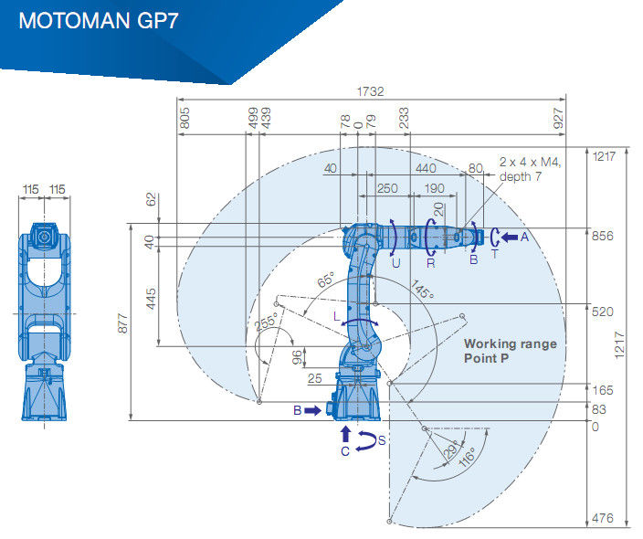Yaskawa GP7 1.0KVA 7kg Payload 927mm 6 Axis Robot Arm