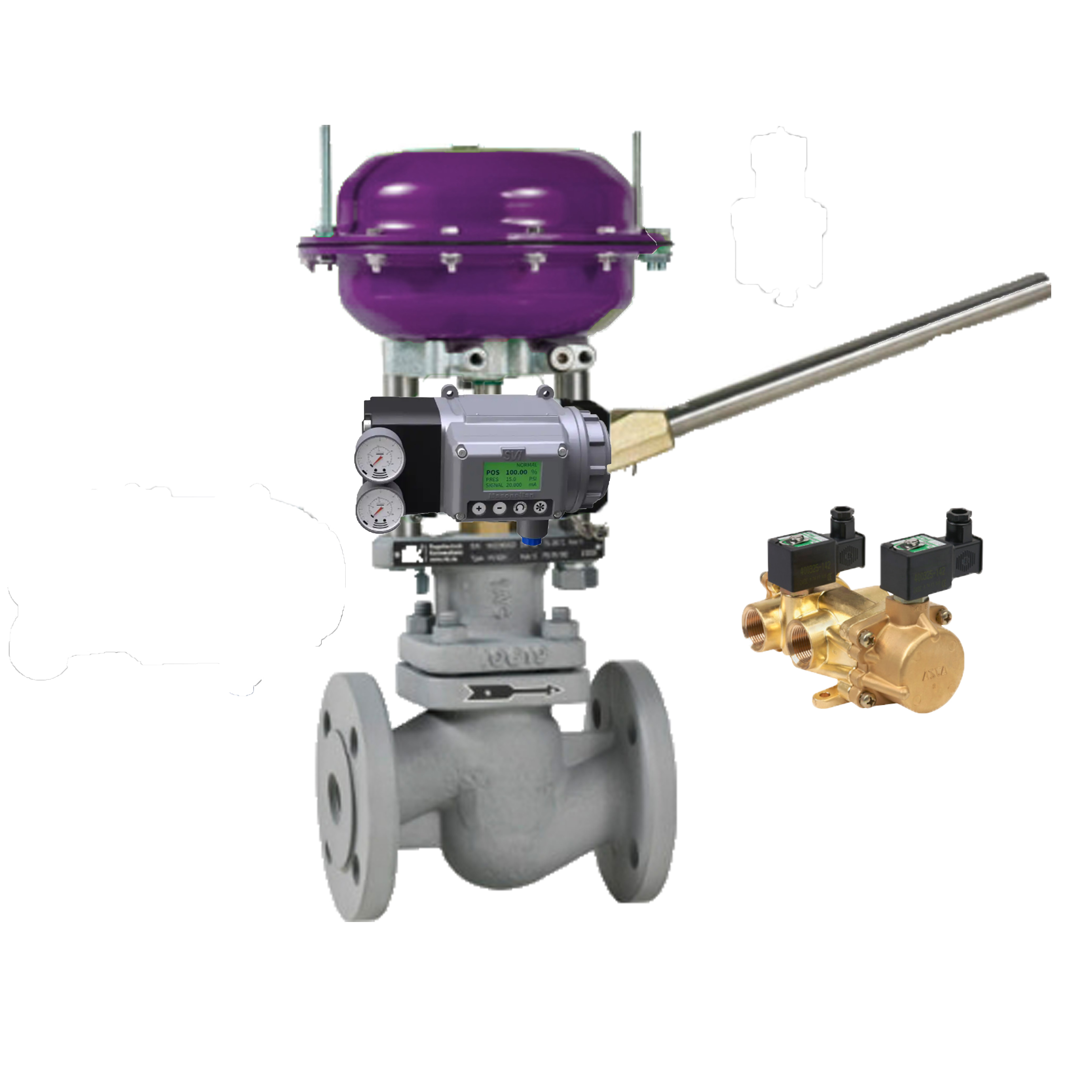 Pneumatic Control Valve With Masoneilan SVI3 Positioner And ASCO Brass ...