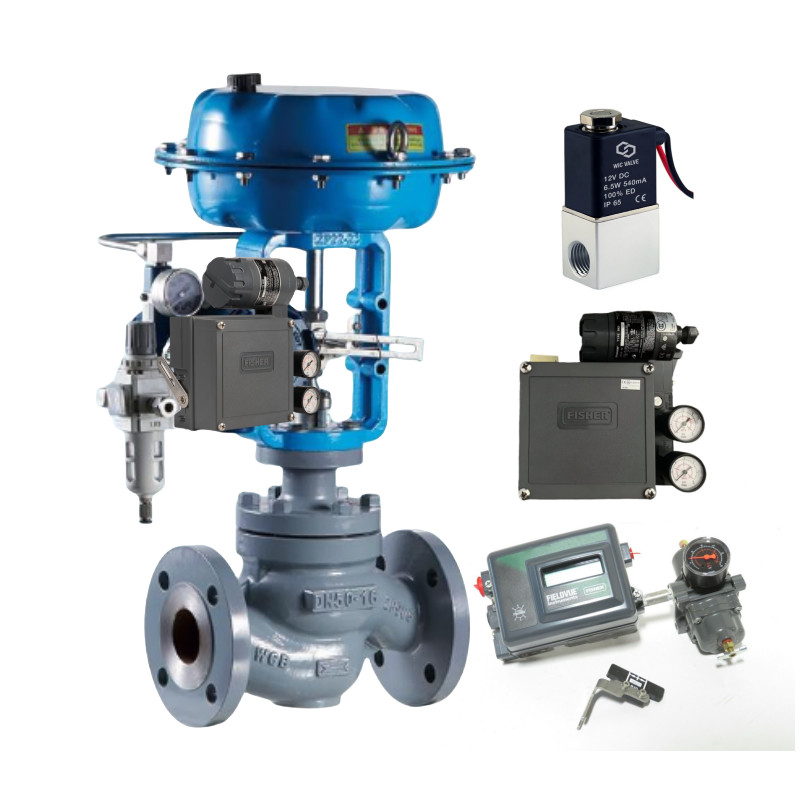 Pneumatic Control Valve With Fisher 3582/3582i Electro-Pneumatic Valve Positioner And 4211 ...