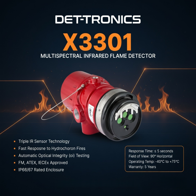 DET-TRONICS X3301 Multispectrum IR Flame Detector for Industrial Safety