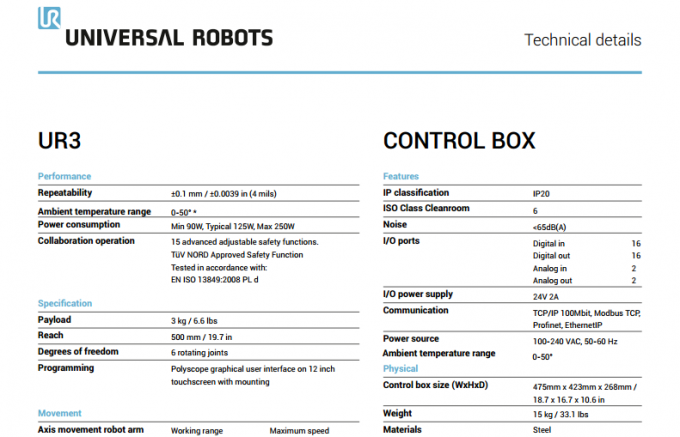 Universal UR3 UR3e Industrial Robots