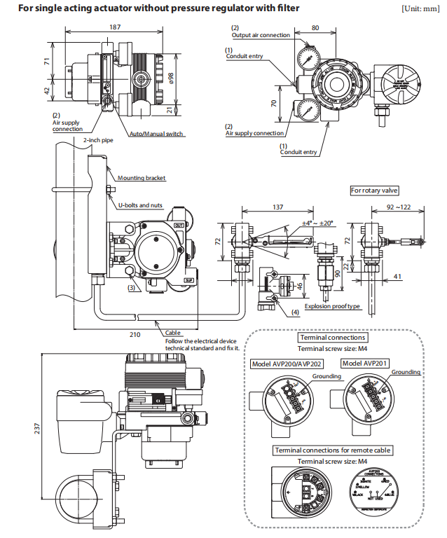 Avp200 Avp201 Avp202 Azbil Smart Valve Positioner Current Pneumatic ...