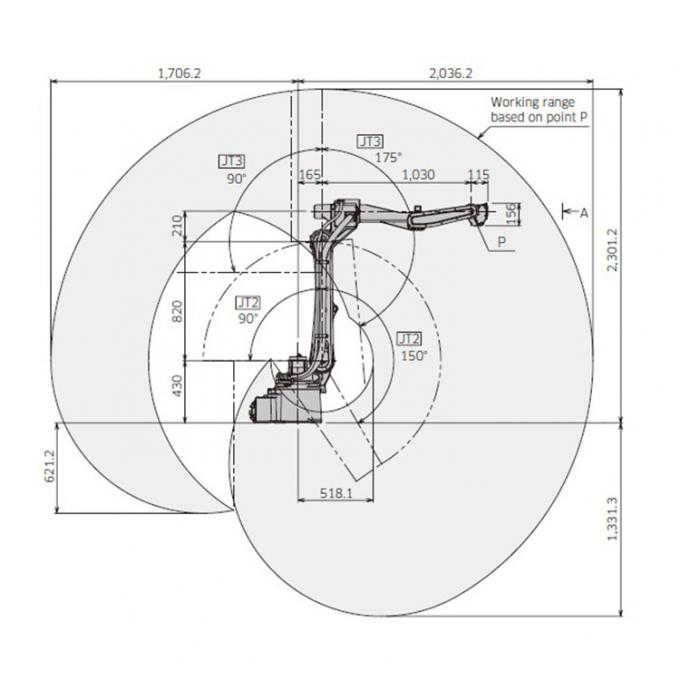 BA006L Reach 2036mm 6 Axis Robot Arm Robot Welding Floor / Ceiling Mounting